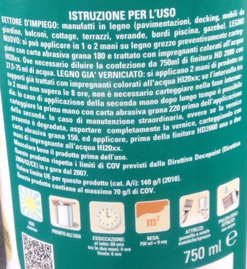 Sayerlack Top Deck HD2000 finitura all’acqua per legno esterno